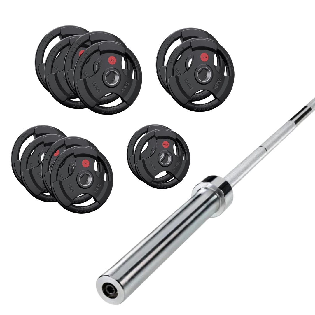 Pack Discos Olímpicos Grip 105kg + Barra Olímpica 20kg 218cm ...